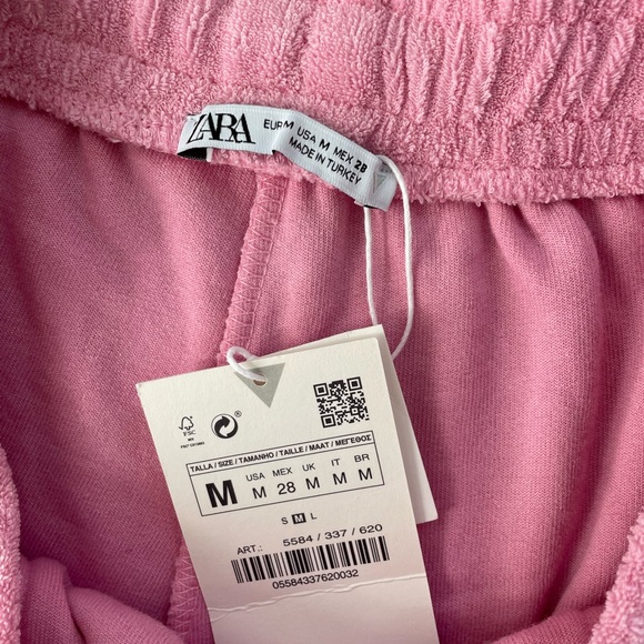Zara | Shorts | Nwt Zara Pink Terry Cloth Drawstring Shorts Sz Med ...